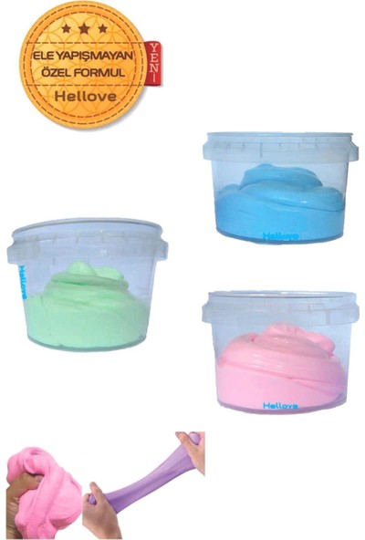 Hellove Ele Yapışmayan Slime Slaym Oyun Hamuru 3 Renk Pofuduk Slime Hellove Ele Yapışmayan Slime Slaym Oyun Hamuru 3 Renk Pofuduk Slime