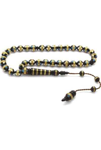 Nipora Sistemli Mavi-Beyaz Mine Dolgulu Pirinç Sarmal Küre Kesim Kuka Tesbih Nipora Sistemli Mavi-Beyaz Mine Dolgulu Pirinç Sarmal Küre Kesim Kuka Tesbih