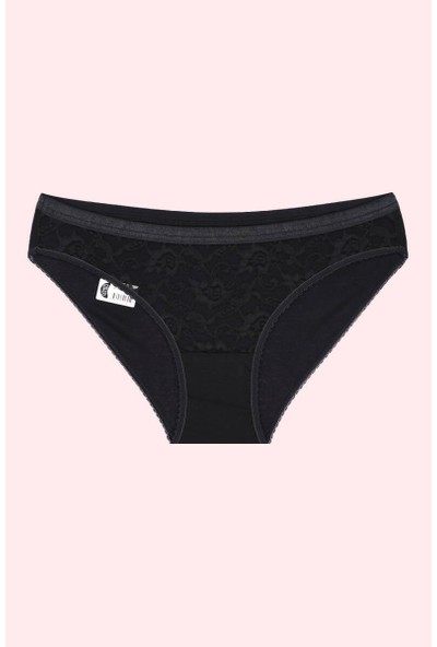 Leyna Gümüş Siyah Dantelli Bikini Bayan Külot TM625 Leyna Gümüş Siyah Dantelli Bikini Bayan Külot TM625