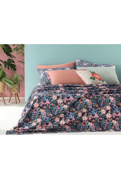 English Home Vivacity Bloom Baskılı King Size Pike 240 x 220 cm Lacivert