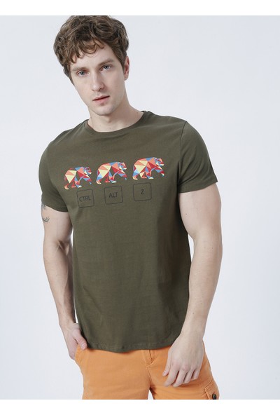 Bad Bear O Yaka Normal Kalıp Baskılı Haki Erkek T-Shirt - 22.01.07.038_CONTROL Alt Z