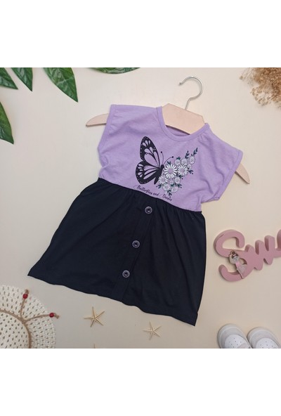 Moda Çocuk Kelebek Desenli Çocuk Elbise