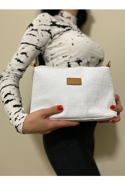 Mekkan Moda Kadın Beyaz Renk Ikı Bolmeli Fermuarlı El ve Omuz Çapraz Çantası Mekkan Moda Kadın Beyaz Renk Ikı Bolmeli Fermuarlı El ve Omuz Çapraz Çantası