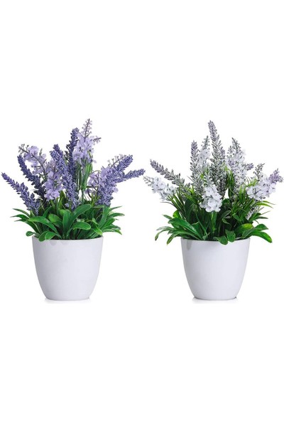 Nettenevime 2li Set Yapay Çiçek Beyaz Saksıda Lila ve Beyaz Lavanta Dekoratif Masa Çiçeği Nettenevime 2li Set Yapay Çiçek Beyaz Saksıda Lila ve Beyaz Lavanta Dekoratif Masa Çiçeği