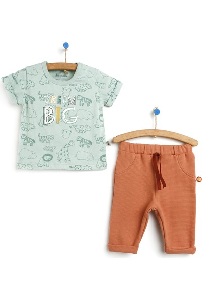 Bebbek Yenidoğan Safari T-Shirt-Patiksiz Alt 2'li Takım