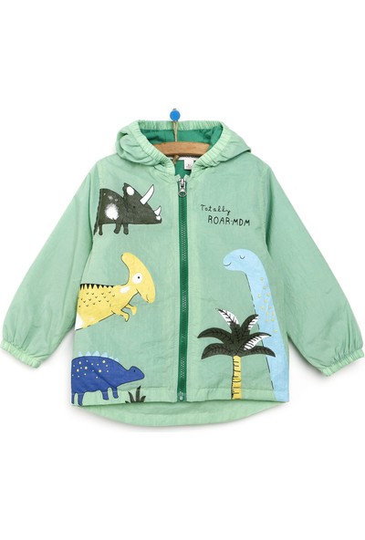 Midimod Erkek Bebek Dinozor Baskılı Yağmurluk