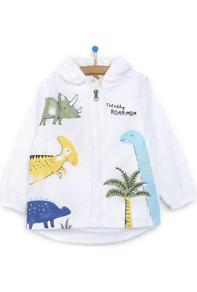 Midimod Erkek Bebek Dinozor Baskılı Yağmurluk