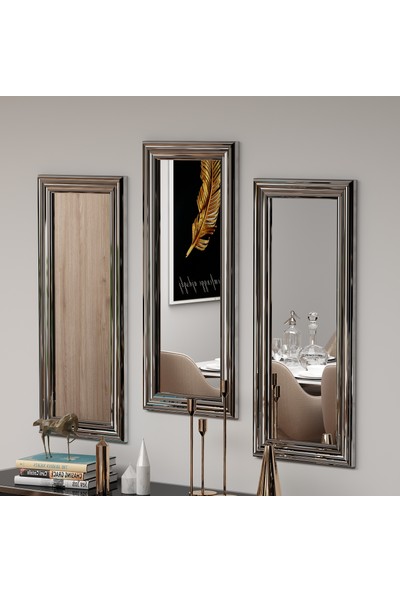 Mone Moneayna 3'lü Dekoratif Gümüş Çerçeveli Salon Ofis Aynası Mone Moneayna 3'lü Dekoratif Gümüş Çerçeveli Salon Ofis Aynası