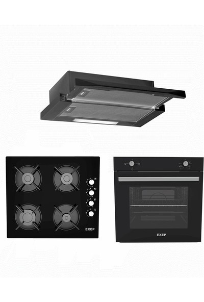 Exep Ivory 3'lü Ankastre Set Siyah (E5E-EO320-EF200)