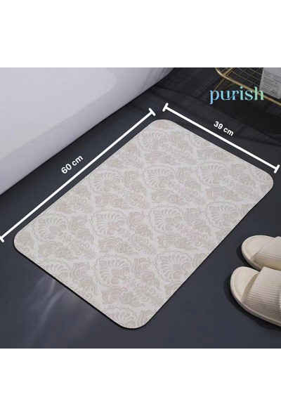 Purish | Su Emici, Kaydırmaz Tabanlı, Yıkanabilir Diatom Banyo ve Abdest Paspas [237190120]