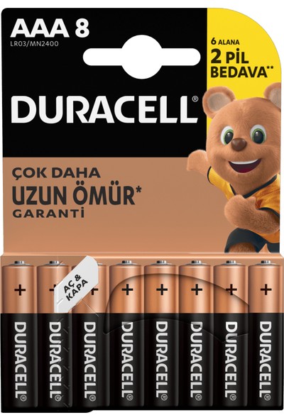 Duracell Alkalin Aaa Ince Kalem Piller 8’li Duracell Alkalin Aaa Ince Kalem Piller 8’li