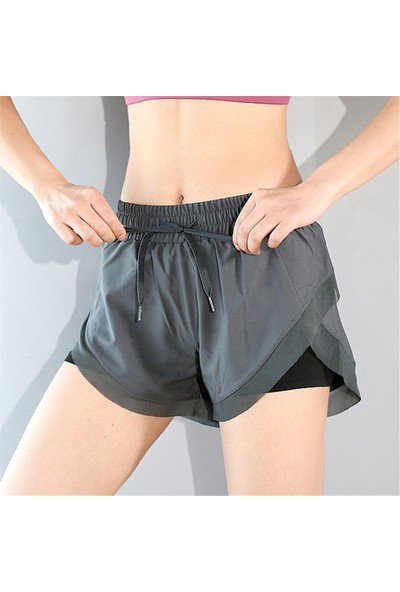 Lanbo Kadın Yüksek Bel Nefes Alabilir Yoga Şortu - Gri (Yurt Dışından) Lanbo Kadın Yüksek Bel Nefes Alabilir Yoga Şortu - Gri (Yurt Dışından)