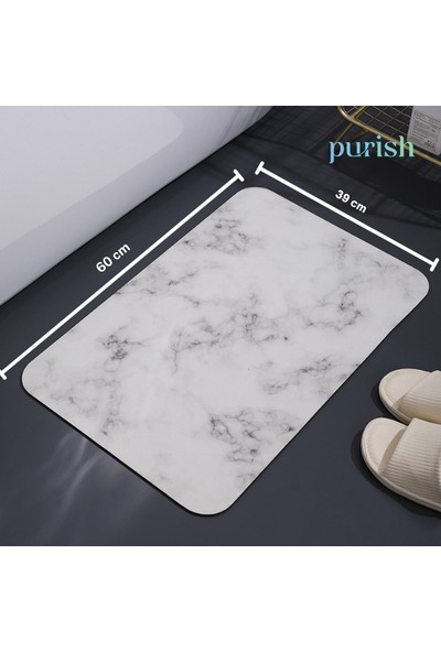 Purish+Su Emici, Kaydırmaz Tabanlı, Yıkanabilir Diatom Banyo ve Abdest Paspas [237190170]