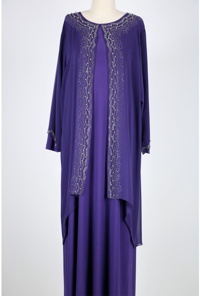 Hepyen Mor Çakma Taşlı Anne Abiye