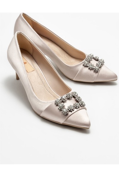 Elle Shoes Bej Kadın Topuklu Ayakkabı