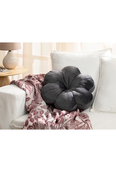 English Home Bloom Kadife Dekoratif Kırlent 40 cm Antrasit English Home Bloom Kadife Dekoratif Kırlent 40 cm Antrasit