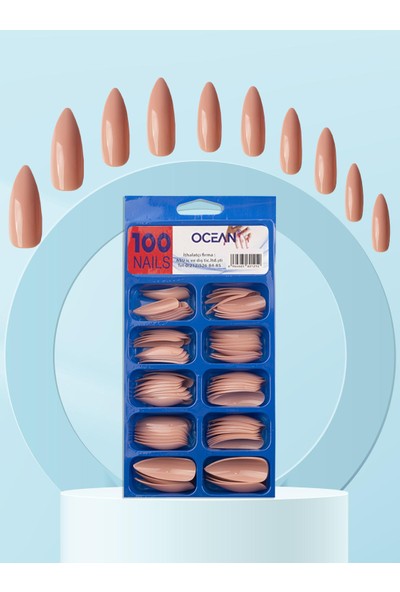 Ocean Stiletto 100LÜ Takma Tırnak NO:121 (Kesilebilir, Törpülenebilir, Oje Sürülebilir)