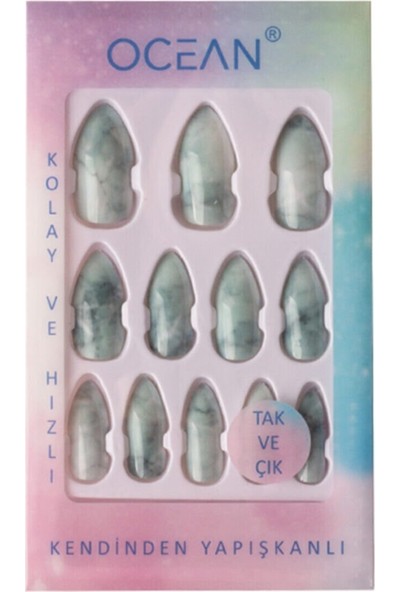 Ocean Takma Tırnak Kendinden Yapışkanlı,tak ve Çık Badem Ocean Takma Tırnak Kendinden Yapışkanlı,tak ve Çık Badem