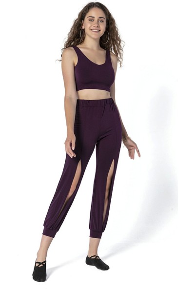 Yeliss Mor Önü Açık Şalvar Pantolon Yeliss Mor Önü Açık Şalvar Pantolon