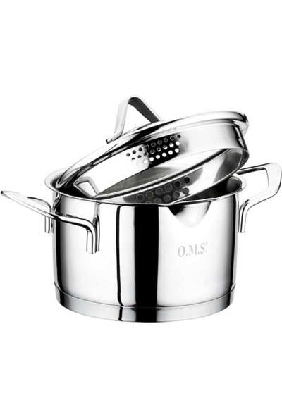 Oms 22 cm Süzgeç Kapaklı Derin Tencere
