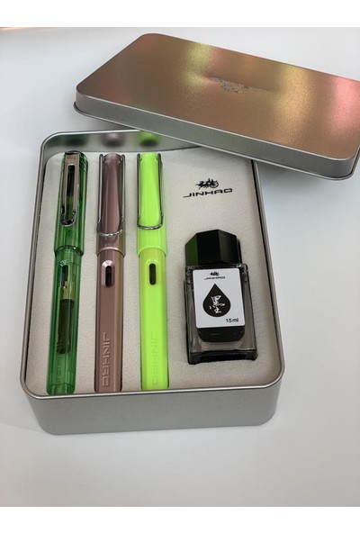 Jınhao Dolma Kalem Neon Yeşil-Pudra-Metal Yeşil 3'lü Set Jınhao Dolma Kalem Neon Yeşil-Pudra-Metal Yeşil 3'lü Set