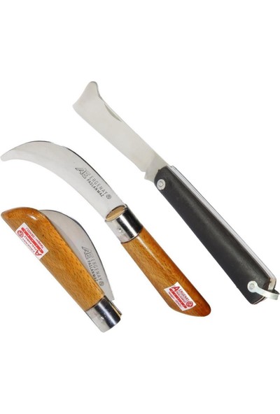 Ergenay Bağ Aşı Bıçağı 22 cm + Düz Aşı Bıçağı Bağ Aşı Çakısı Paslanmaz Dövme Bıçak