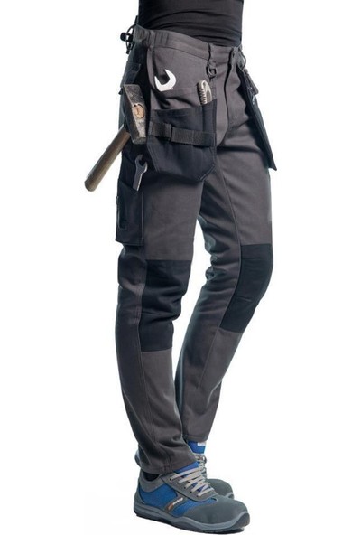 Şensel, Çok Cepli İş Pantolonu, Gri-Siyah -54E2850- Şensel, Çok Cepli İş Pantolonu, Gri-Siyah -54E2850-
