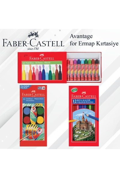Faber-Castell Faber Castell 3lü Boya Seti Tam Boy Sulu - Kuru - Pastel Boya Faber-Castell Faber Castell 3lü Boya Seti Tam Boy Sulu - Kuru - Pastel Boya