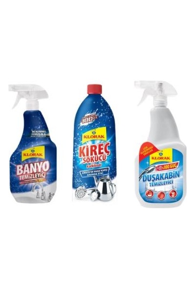 Klorak Banyo+Duşakabin+Kireç Sökücü 3 Lü Set