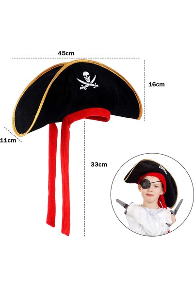 ERPA ToysShop Çocuk Boy Kadife Jack Sparrow Denizci Korsan Şapkası 45X16 cm ERPA ToysShop Çocuk Boy Kadife Jack Sparrow Denizci Korsan Şapkası 45X16 cm