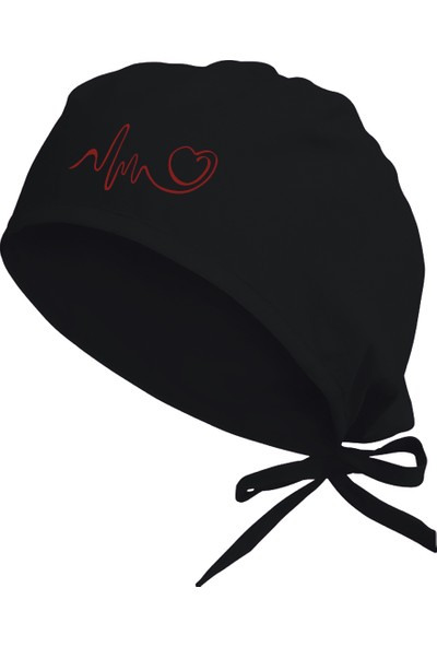 Tasarım Trend Kurdele Kalp Özel Tasarım Doktor Bonesi Hemşire Bonesi Siyah