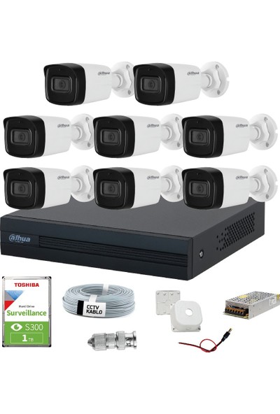 Dahua 8 Kameralı 40 Metre Gece Görüşlü Full HD Güvenlik Kamera Seti