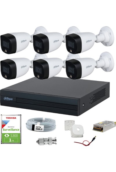 Dahua 6 Kameralı Renkli Gece Görüşlü Full HD Güvenlik Kamera Seti Dahua 6 Kameralı Renkli Gece Görüşlü Full HD Güvenlik Kamera Seti