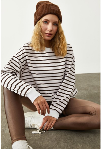 Xhan Siyah Çizgi Desenli Sweatshirt 2KXK8-45728-02