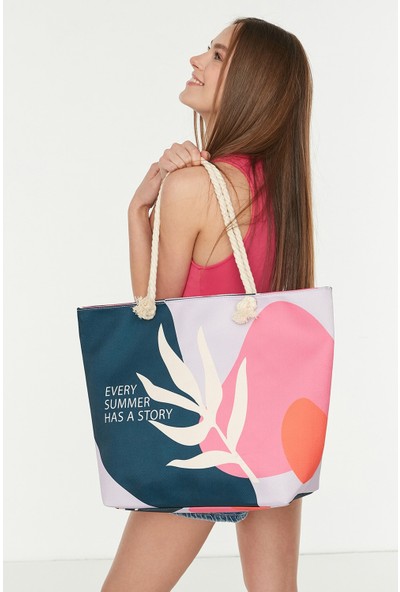 C&city Dijital Baskılı Plaj Çantası Y8670-11 Çok Renkli