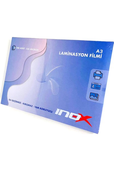 Inox A3 Parlak Laminasyon Filmi 125 Micron 100 Adet Inox A3 Parlak Laminasyon Filmi 125 Micron 100 Adet