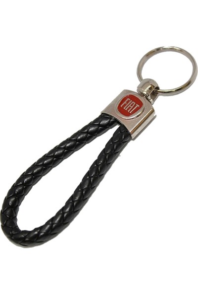 Gardenauto Fiat Deri Örgü Hasır Desen Anahtarlık Siyah