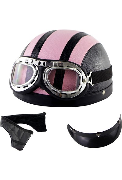 Motosiklet Hafif Deri Retro Harley Kaskı, Güvenlik Kaskı Moda Yarım Kask Elektrikli Araç Kaskı ile Gözlük Özelliklerine Sahiptir Motosiklet Hafif Deri Retro Harley Kaskı, Güvenlik Kaskı Moda Yarım Kask Elektrikli Araç Kaskı ile Gözlük Özelliklerine Sahiptir