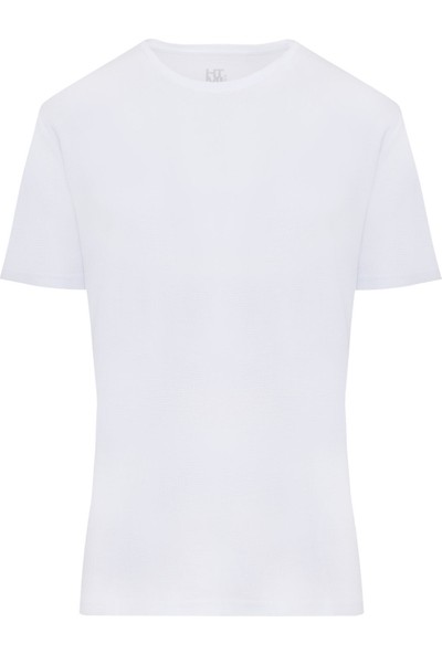 Hatemoğlu Beyaz Regular Fit %100 Pamuk Bisiklet Yaka Tişört Hatemoğlu Beyaz Regular Fit %100 Pamuk Bisiklet Yaka Tişört