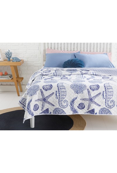 English Home Under The Sea Çift Kişilik Çok Amaçlı Örtü 200 x 220 cm Mavi
