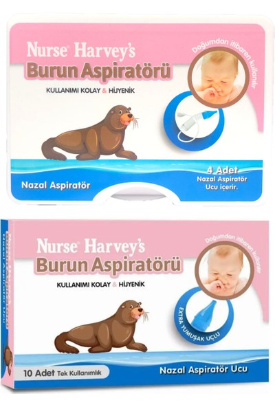 Nurse Harvey's Burun Aspiratörü+4 Adet Yedek Ucu ve Yedek Aspiratör Ucu 10 Adet