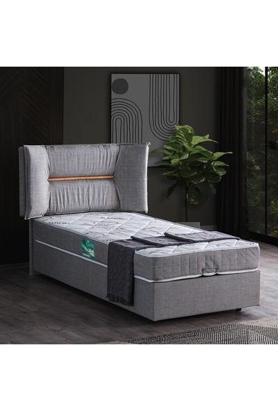 Setay Lizbon Tek Kişilik Baza Başlık Comfort Yatak, Gri