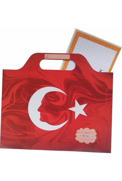 Elux Çanta Karne Kabı Kılıfı 10 Adet (Bayrak)