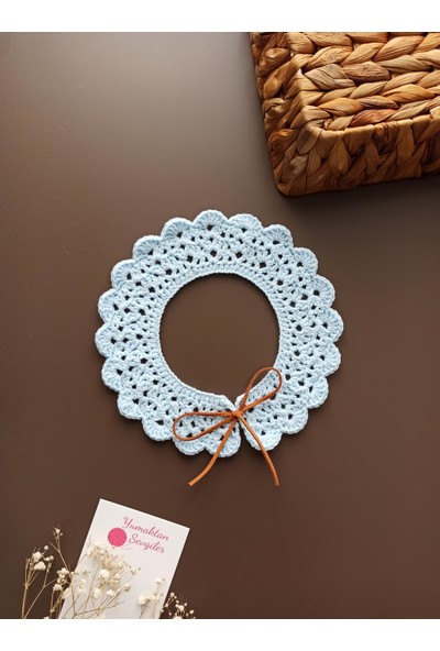 Yumaktan Sevgiler Vintage Örgü Bebe Yaka Mavi Yumaktan Sevgiler Vintage Örgü Bebe Yaka Mavi