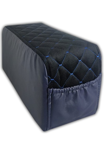 Sünger Oto Konsol Cepli Kol Dayama Konsol Üstü Seyahat Yastığı Mavi Dikişli