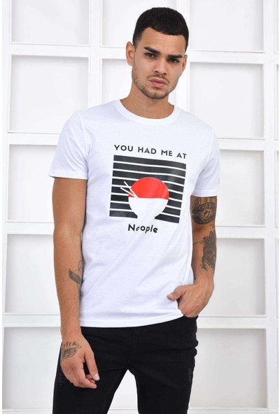 Noople Erkek You Had Me At Logo T-Shirt - Beyaz