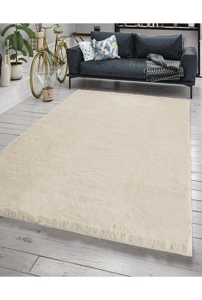 Jassrug Fuzzy Kürk Halı 80 x 150 cm Krem