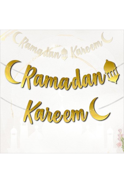 Süsle Bebek ve Parti Ramadan Kareem Metalik Altın Banner - 2,1 mt