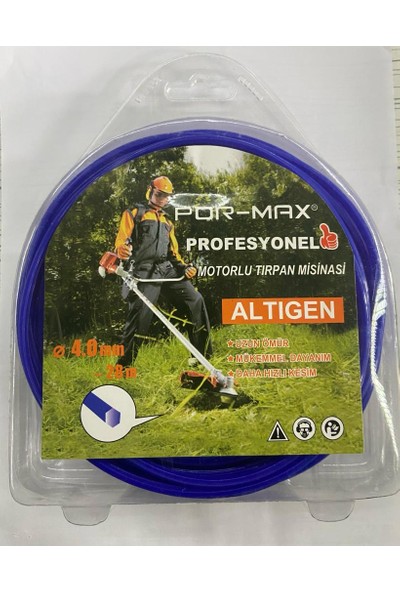 Por-Max Motorlu Tırpan Misinası 4 mm - 28 mt (Altıgen) Misina Por-Max Motorlu Tırpan Misinası 4 mm - 28 mt (Altıgen) Misina