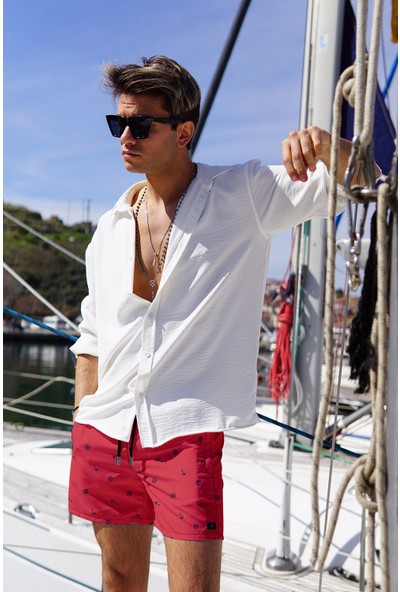 C&city Erkek Dijital Baskılı Büyük Beden Deniz Şort C1140 Kırmızı C&city Erkek Dijital Baskılı Büyük Beden Deniz Şort C1140 Kırmızı